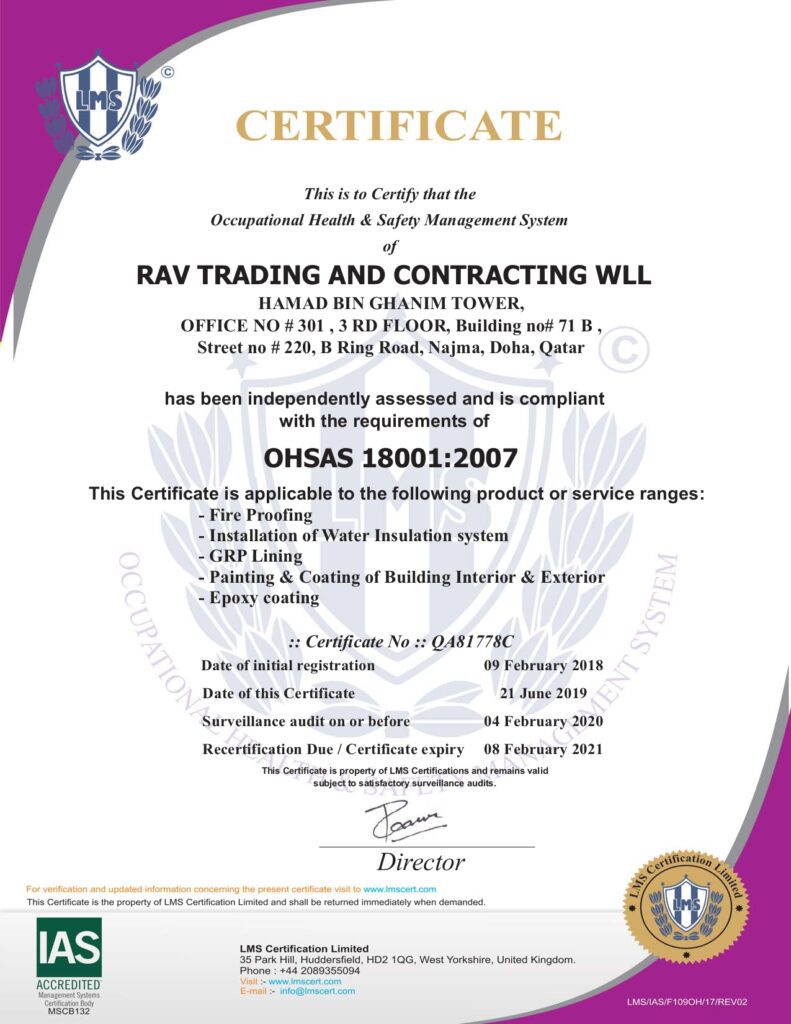 ISO Certificates - Firestop Contractors in Qatar | Rise And Shine Group ...